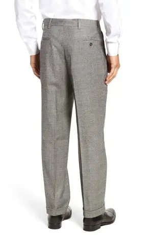 Berle Touch Finish Pleated Plaid Trousers