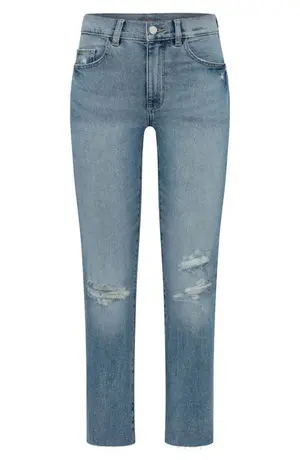 DL1961 Patti Ankle Straight Leg Jeans - Droplet Distressed