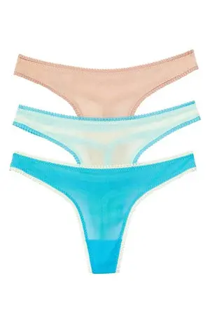 ON GOSSAMER 3-pack Mesh Thongs Amb/chp/bm