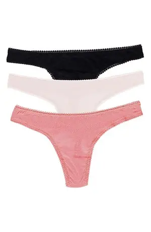 ON GOSSAMER 3-pack Mesh Thongs Black/mauvechalk/softcoral