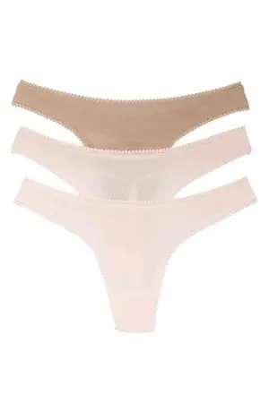ON GOSSAMER 3-pack Mesh Thongs Blush Blush Mocha