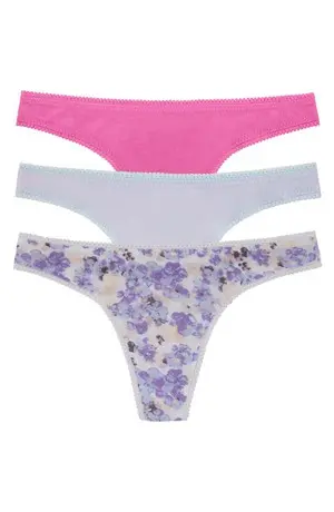 ON GOSSAMER 3-pack Mesh Thongs Brgtpink/ltbreeze/softfloral