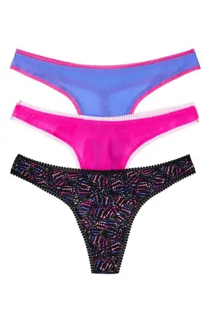 ON GOSSAMER 3-pack Mesh Thongs Butterfly Effect/rose Violet