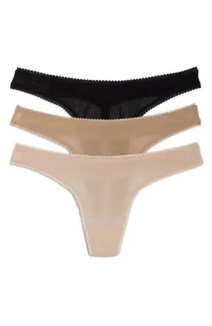ON GOSSAMER 3-pack Mesh Thongs Champagne Mocha Black