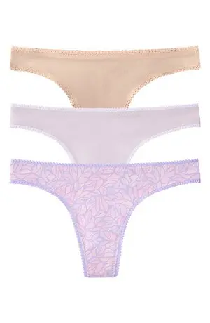 ON GOSSAMER 3-pack Mesh Thongs - Champagne/lavender/petals
