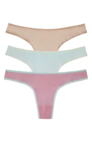 ON GOSSAMER 3-pack Mesh Thongs Champagne/orchidsmoke/clrwater