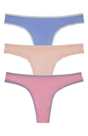 ON GOSSAMER 3-pack Mesh Thongs Champagne/peach/rich Dahlia