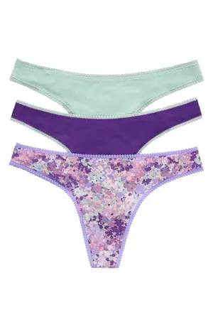 ON GOSSAMER 3-pack Mesh Thongs Sage/ Purple/ Garden