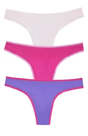 ON GOSSAMER 3-pack Mesh Thongs Very Peri/rose Violet/chalk