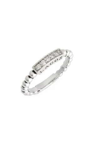 Lagos Caviar Icon Spark Diamond Stacking Ring - Siver/diamond