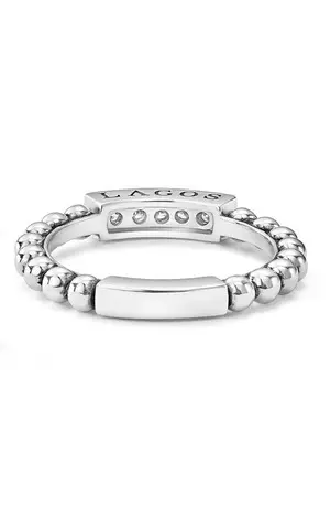 Lagos Caviar Icon Spark Diamond Stacking Ring - Siver/diamond