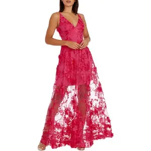 Dress The Population Sidney 3d Lace Gown - Begonia