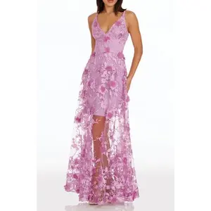 Dress The Population Sidney 3d Lace Gown - Lavender