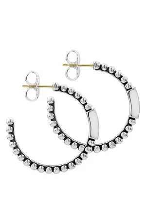 Lagos Caviar Spark Diamond Hoop Earrings - Silver/diamond