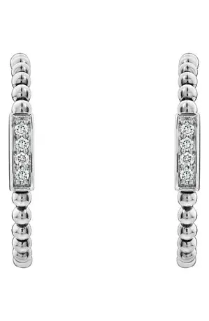 Lagos Caviar Spark Diamond Hoop Earrings - Silver/diamond