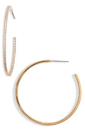 Nordstrom Pavé Cubic Zirconia Hoop Earrings - Clear- Gold