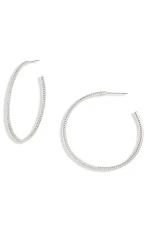 Nordstrom Pavé Cubic Zirconia Hoop Earrings - Clear- Silver