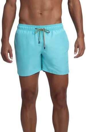 Bugatchi Solid Swim Trunks Azure