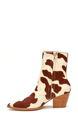 Matisse Caty Western Pointed Toe Bootie - Brown/ White Calf Hair
