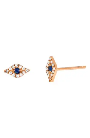 Ef Collection EF Collection Evil Eye Diamond And Sapphire Stud Earrings Rose Gold
