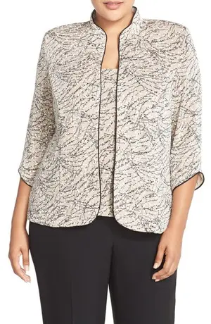 Alex Evenings Foiled Print Twinset - Beige