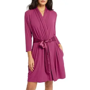 Fleur't Iconic Short Robe Cranberry Pointelle