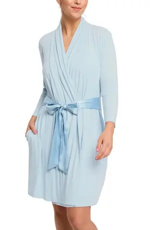 Fleur't Iconic Short Robe Lagoon Pointelle