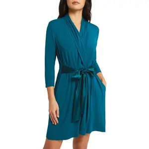 Fleur't Iconic Short Robe Peacock