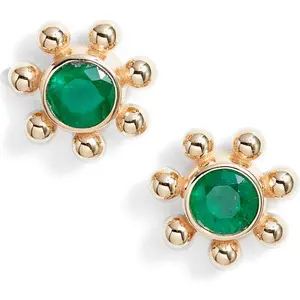 Anzie Dew Drop Marine Emerald & 14k Gold Stud Earrings - Yellow Gold/ Emerald