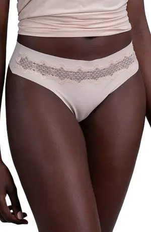 Uwila Warrior Soft Seamless Thong With Lace - Smoke Grey