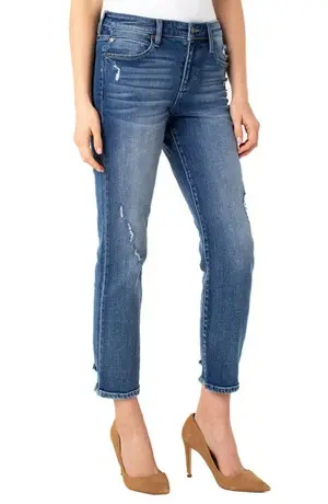 LIVERPOOL Distressed Ankle Straight Leg Jeans