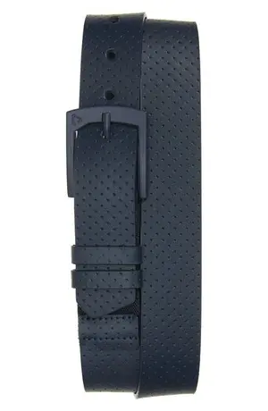 CUATER BY TRAVISMATHEW Pilatus Perforated Leather Belt - Blue Nights