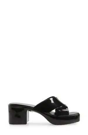 Jeffrey Campbell Platform Slide Sandal - Black Shiny