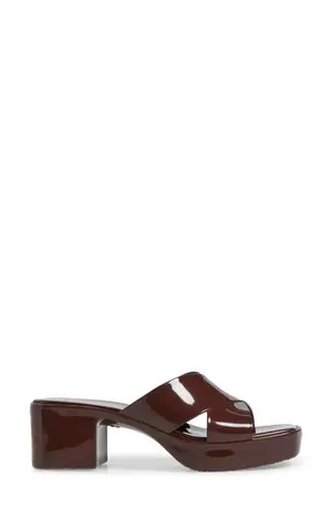 Jeffrey Campbell Platform Slide Sandal - Chocolate Shiny