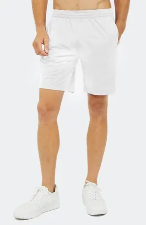 REDVANLY Byron Water Resistant Drawstring Shorts - Bright White