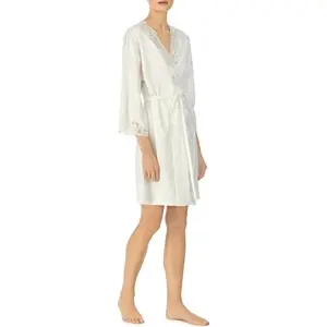 Ralph Lauren Lace Trim Satin Robe - Ivory
