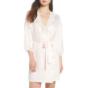 Ralph Lauren Lace Trim Satin Robe - Pink