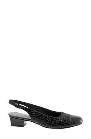 Trotters Dea Leather Slingbacks - Black Croco
