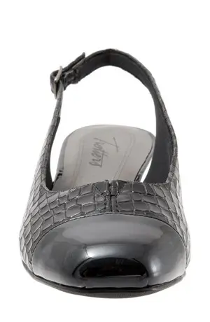 Trotters Dea Leather Slingbacks - Black Croco