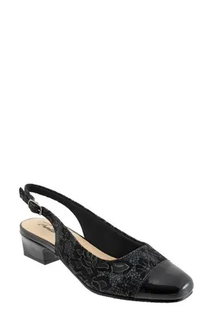 Trotters Dea Leather Slingbacks - Black Floral