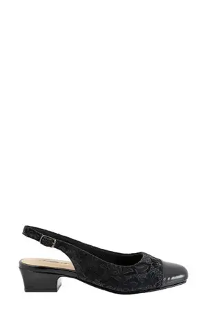 Trotters Dea Leather Slingbacks - Black Floral
