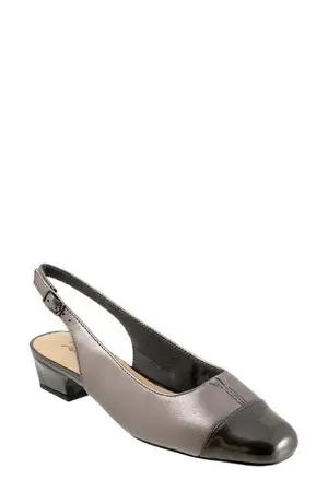 Trotters Dea Leather Slingbacks - Pewter