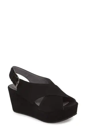 CHOCOLAT BLU Wim Platform Wedge Sandal - Black Suede