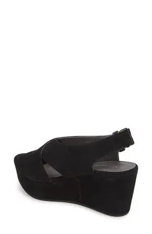 CHOCOLAT BLU Wim Platform Wedge Sandal - Black Suede