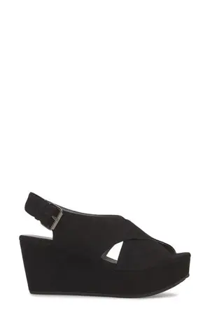 CHOCOLAT BLU Wim Platform Wedge Sandal - Black Suede