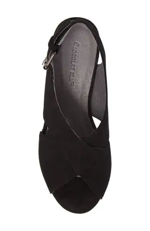 CHOCOLAT BLU Wim Platform Wedge Sandal - Black Suede