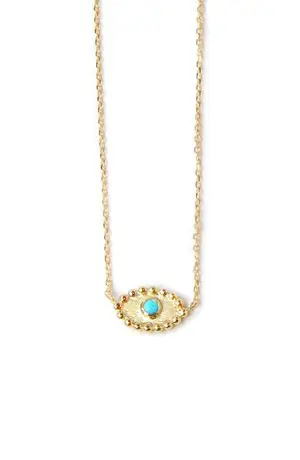 Anzie Dew Drop Turquoise Evil Eye Pendant Necklace - Gold