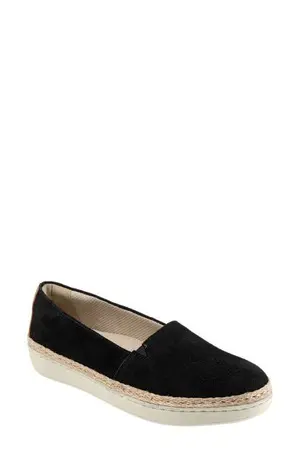 Trotters Accent Espadrille Slip-on Loafers - Black Suede