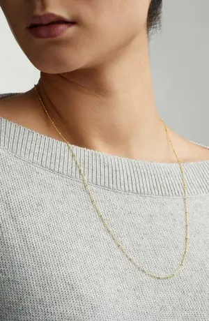 Monica Vinader Fine Beaded Chain Necklace - Gold
