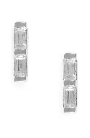 DANA REBECCA DESIGNS Sadie Pearl Double Baguette Diamond Stud Earrings